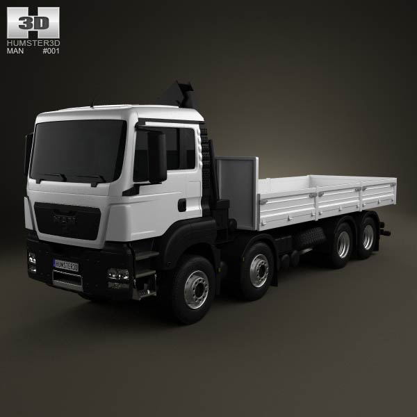 MAN TGS Flatbed Crane Truck 2012 3D Model – High-Quality Download ...
