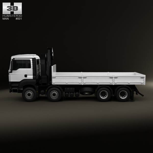 MAN TGS Flatbed Crane Truck 2012 3D Model – High-Quality Download ...